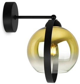 Nástěnné svítidlo Bergen Gold Ring, 1x zlaté/transparentní skleněné stínítko (fi 15cm)