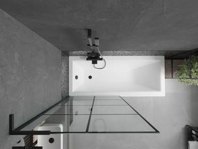Mexen Next L, 1-křídlová vanová zástěna 90 x 150 cm, 6mm čiré sklo-černý vzor, ​​černý profil, 895-090-000-03-77-70