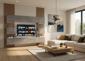 Obývací stěna 300 cm TV šedá antracit grafit  IMP PRIMO 3/5/W/GW1/0/0