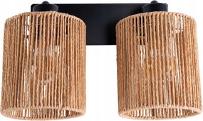 Lampa Nástěnná Pletená Lampa Boho Rustikální 2 x E27 Jutová