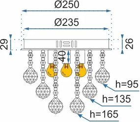 Toolight - Křišťálová stropní lampa Glamour 3xG9 APP403-C, chromová, OSW-00550