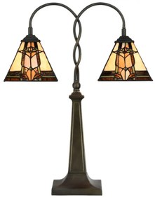 Stolní lampa Tiffany Solei béžová art deco se 2 světly – 48x66 cm