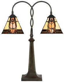 Stolní lampa Tiffany Solei béžová art deco se 2 světly – 48x66 cm