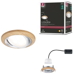 Paulmann 92240 Lanati Coin, dřevěná bodovka s hliníkem, 1x6W LED 2700K, prům. 8,4cm