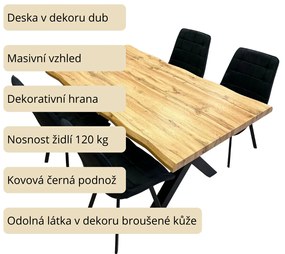 Vikio Jídelní set pro 4 osoby 160x90 cm dub-černá VJS116-41C