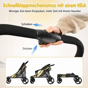 Costway Skládací kočárek pro psy s 4 terénními koly a síťovanými okny. Unese až