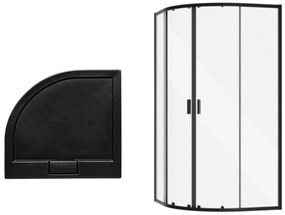 Besco Zarya čtvrtkruhový sprchový kout s vaničkou Axim, black Rozměr koutu: 80x80cm