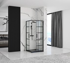 Rea Concept, sprchový kout 90x90x190 cm, černý profil + černá sprchová vanička Savoy, KPL-K1002