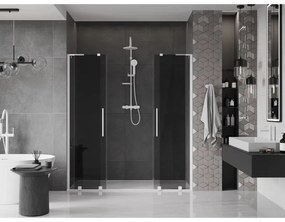 Mexen Velar L Duo, posuvné sprchové dveře do otvoru 170 cm, 8mm šedé sklo, bílá matná, 871-170-003-42-20