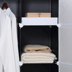 HOMCOM DIY systém polic pro šatníky s 2 velkými a 9 malými kostkami - DIY organizér, botník, úložný regál na knihy a hračky, černý 111 x 47 x 183 cm
