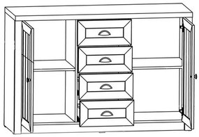 GALA MEBLE Komoda PROWANSJA 4S borovice andersen/dub lefkas 130 x 88 x 43 cm