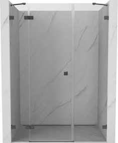 Mexen Lunar, levé otočné sprchové dveře 150 cm, 8mm čiré sklo, broušený grafit profil, 834S-150-050-66-00-L