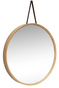 Hübsch Nástěnné zrcadlo s dřevěným rámem, přírodní/kůže - 240403