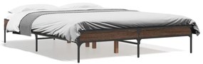 Rám postele hnědý dub 135 x 190 cm kompozitní dřevo a kov