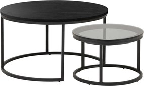 XXXLutz SADA KONFERENČNÍCH STOLKŮ, černá, kov, kompozitní dřevo, 80/80/45 cm MID.YOU - Konferenční stolky - 001277000311