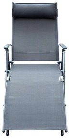 Outsunny Zahradní lehátko Outsunny, skládací, nastavitelné s polštářem, lehátko šedé, kov a látka 137 x 63,5 x 100,5 cm pro zahradu a terasu | Aosom.…