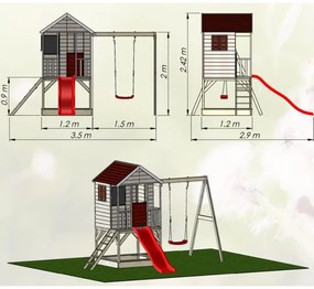 Dětský dřevěný domeček Veranda s houpačkou
