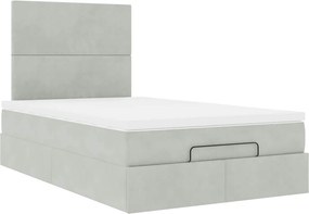 Osmanský rám postele s matracemi světle šedá 120x200cm samet 3313391
