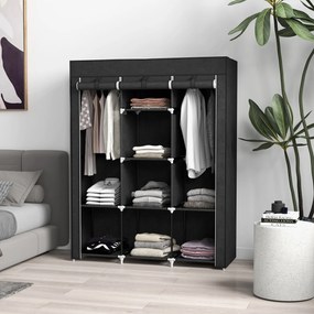 HOMCOM Látková šatní skříň s tyčí na šaty 8 úrovní 125x43x162,5cm světle šedá prostorově úsporná skládací skříň do předsíně a ložnice | Aosom.de