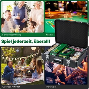 Costway 600-dílná sada pokerových žetonů 14 gramové žetony Claytec s černou