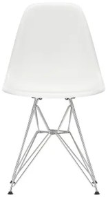Eames Plastic Chair DSR chrom bílá černé na tvrdou podlahu Vitra