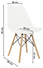 Jídelní židle KEMAL plast a ekokůže bílá, buk, kov černý
