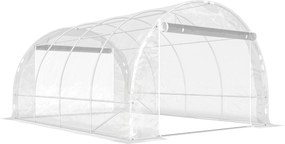 Skleník Polytunnel, průchozí skleník s pozinkovaným ocelovým rámem a krytem z PE odolným proti UV záření, průhledný
