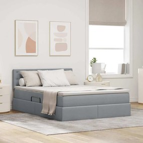 Postel s úložným prostorem a matrací Světle šedá 140 x 190 cm 3370632