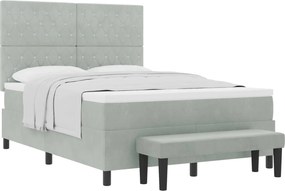 Postel s boxspringem s čelo Světle šedá 200 x 160 cm samet 3344456