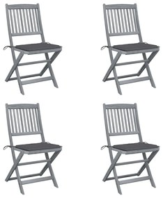 Skládací zahradní židle s poduškami 4 ks masivní akáciové dřevo,  3064563