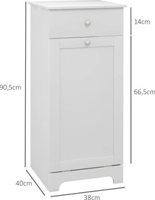 HOMCOM Koupelnová skříňka s skládacím košem na prádlo, úložná skříňka se šuplíkem - 40D x 40Š x 90,5V cm - Bílá