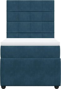Box spring postel s matrací tmavě modrá 100x200 cm samet 3292266