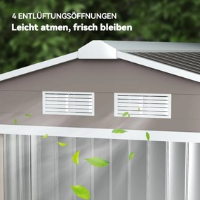 Zahradní přístřešek Outsunny s rámem podlahy a posuvnými dveřmi, odolný proti povětrnostním vlivům, ocelový, světle zelený, 213x130x185cm pro zahradu…