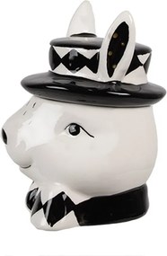 Černobílá keramická dóza Black&White Bunny - 9*8*11 cm