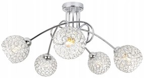 Stropní svítidlo Crystal, 5x stříbrné křišťálové stínítko, ch
