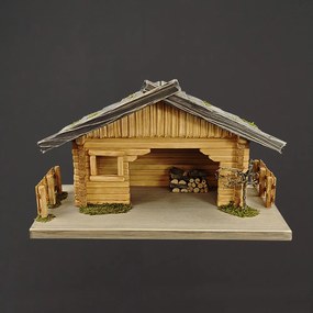 AMADEA Dřevěný osvětlený betlém BEZ FIGUREK 42 cm, český výrobek