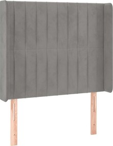 Čelo postele typu ušák světle šedé 83x16x118/128 cm samet 3119848