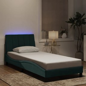 Rám postele s LED osvětlením bez matrace Hanko tmavě zelený 80 x 200 cm samet 3213748