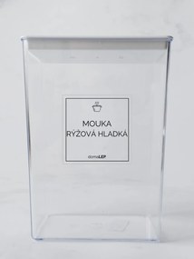 MOUKA RÝŽOVÁ HLADKÁ – průhledná samolepka na dózu, 5 × 5 cm | DomaLEP