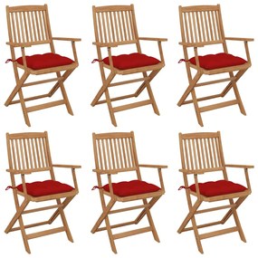 Skládací zahradní židle s poduškami 6 ks masivní akácie,  3074961