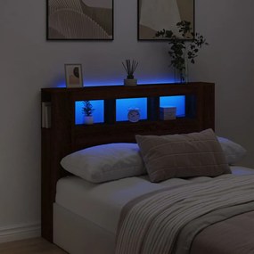 Čelo postele s LED hnědý dub 140x18,5x103,5 cm kompozitní dřevo