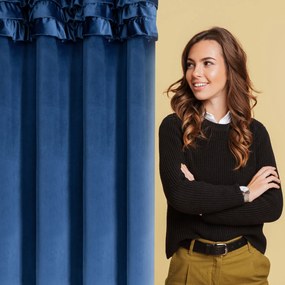 ZATEMŇOVACÍ ZÁVĚS NA KROUŽCÍCH ERIN 140X250 CM TMAVĚMODRÁ