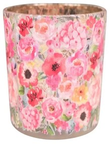 Barevný skleněný svícen s květy Fleury Poppy S - Ø 7*8 cm