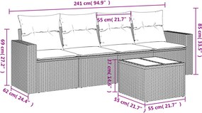 5dílná zahradní sedací souprava s poduškami šedá polyratan 3251027