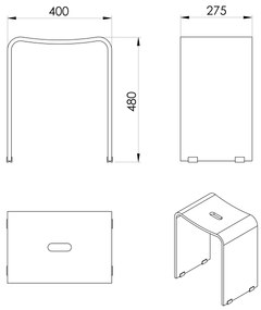 Ridder Ridder, TRENDY koupelnová židle 40x48x27, 5cm, čirá, A211100