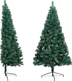 Umělý vánoční půl stromek s LED a sadou koulí zelený 240 cm 3077567