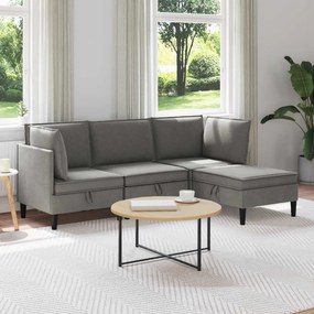 Sada nábytku do obývacího pokoje 4 ks Tmavě šedá Textil 3413805
