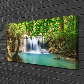Obraz na plátně Vodopád Jezero Les Příroda 140x70 cm