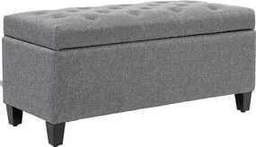HOMCOM Čalouněná Úložná Lavice do Předsíně, Ložnice, Obývacího Pokoje, Polyesterová, Světle Šedá, 100 x 40 x 44 cm | Aosom