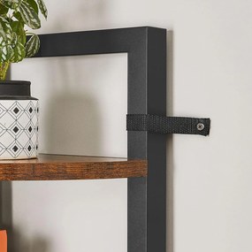 5patrový rohový knihovní regál, rohový regál, rustikální hnědý